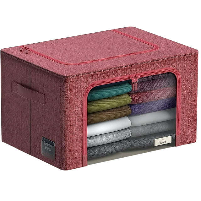 Sorbus Storage Bins with Metal Frame, Stackable & Foldable with Window ...