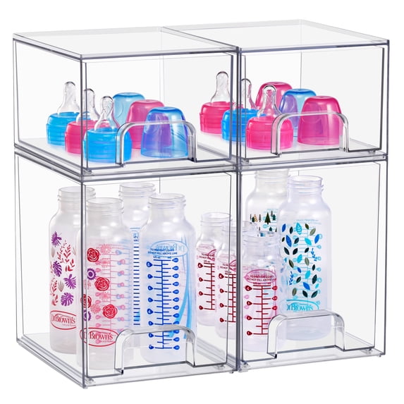 Sorbus Tall & Small Acrylic Storage Drawers, Clear Baby Organizer Bins ...