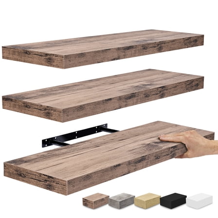 Natural Wood Floating Shelves, 17 in - Walmart.com