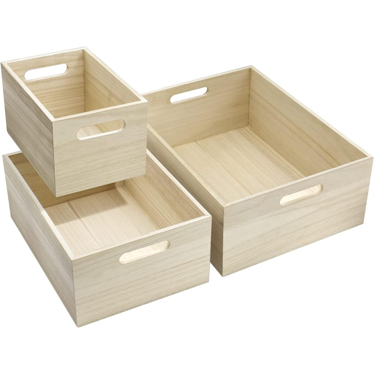 Sorbus Unfinished Wood Crates - Organizer Bins, Wooden Box for Pantry ...