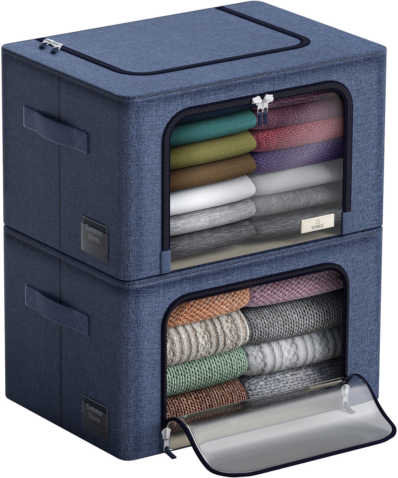 Sorbus Storage Bins Set, Foldable & Stackable, with Clear Window ...