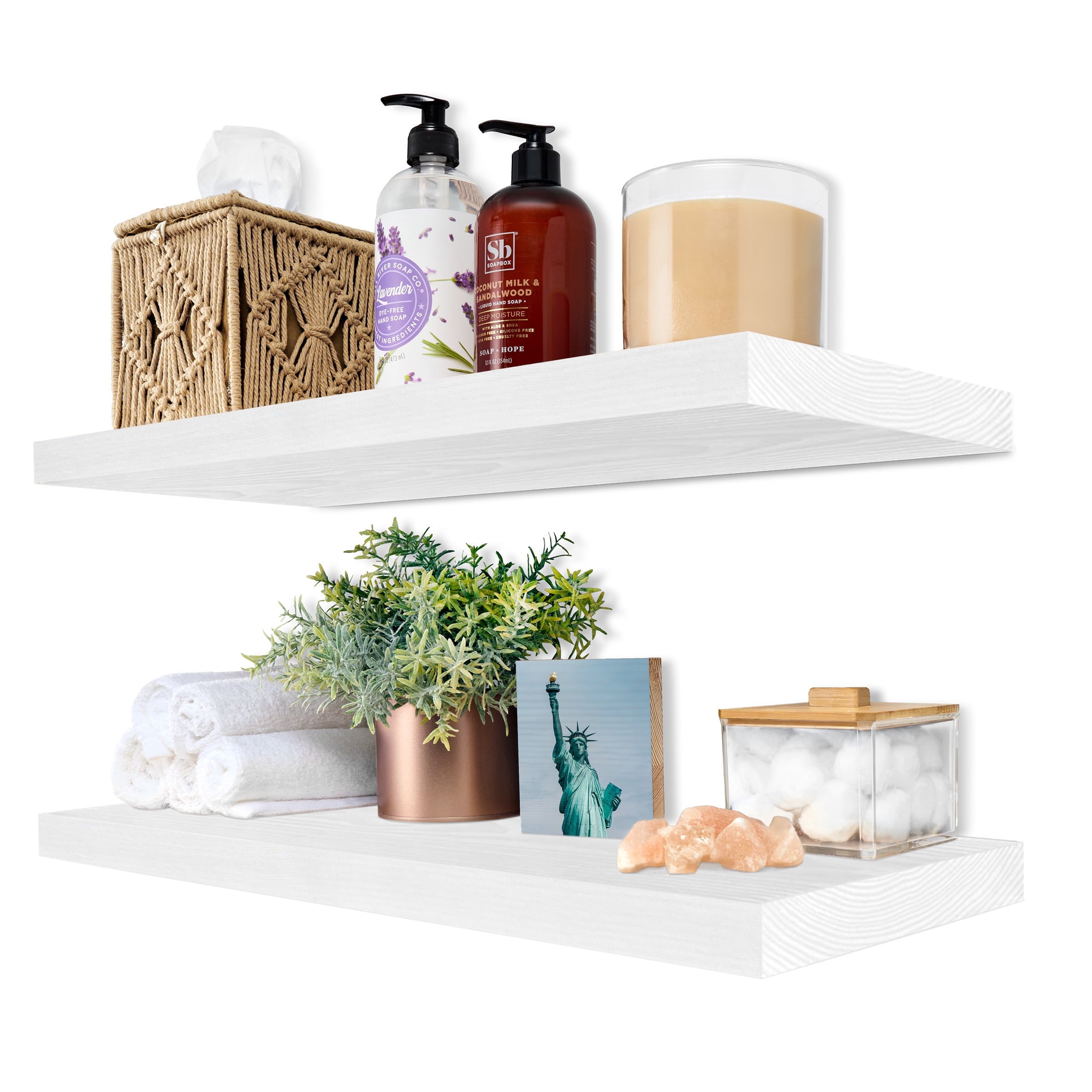 Sorbus Wood Floating Shelves for Wall - 24” Solid Wood Wall Shelves for ...