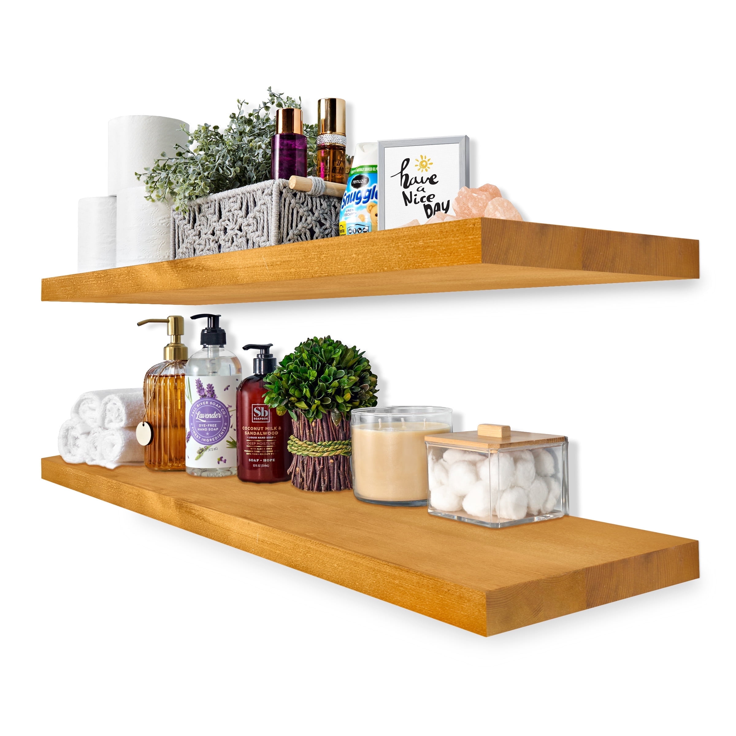 Sorbus Wood Floating Shelves for Wall - 35” Solid Wood Wall Shelves for ...