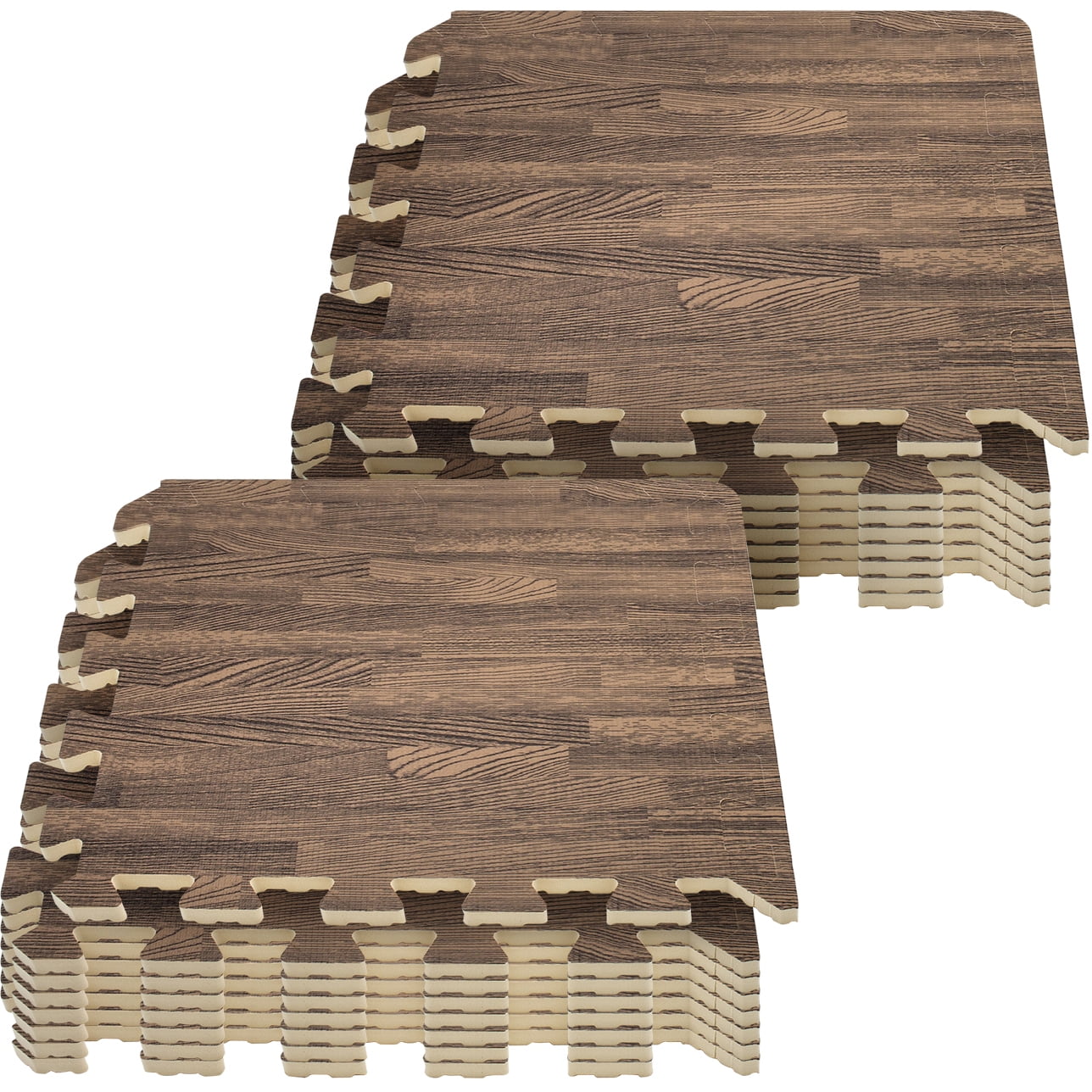 Sorbus Wood Grain Floor Mat 3/8-Inch Thick Foam Interlocking Flooring ...