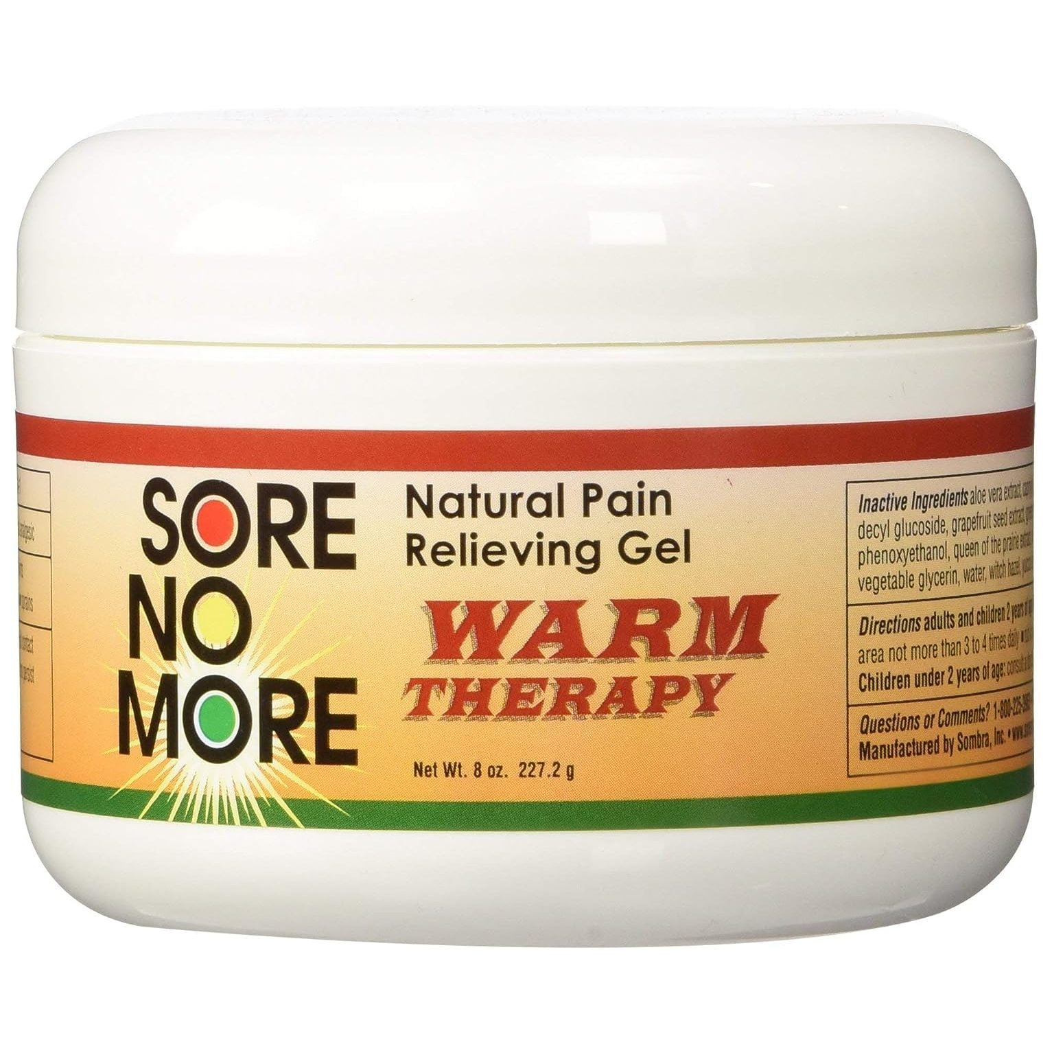 Sore No More Natural Pain Relieving Gel, Warm 8 oz Jar for Muscle ...