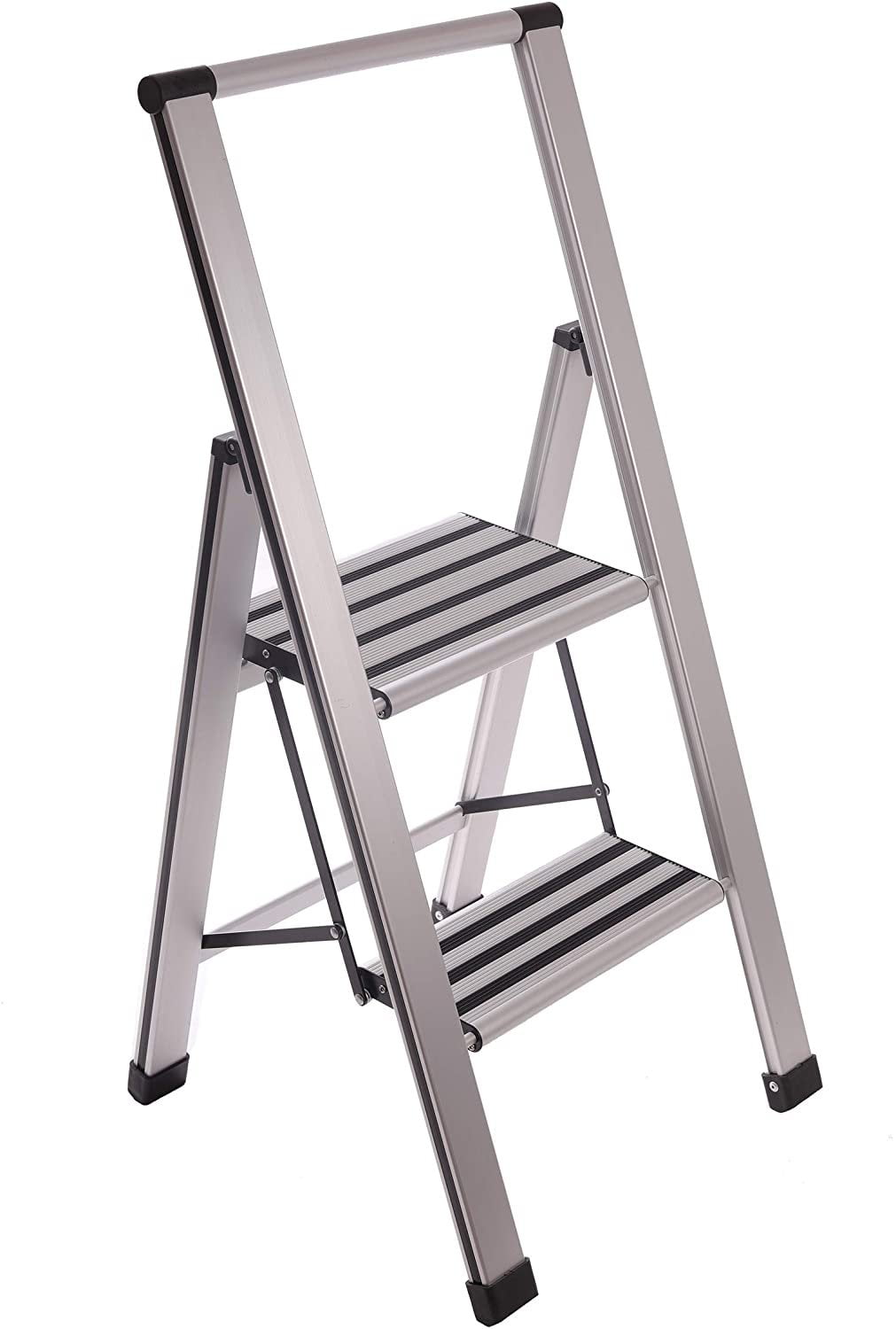 Sorfey 2-Step Folding Step Ladder Aluminum Foldable Step Stool Step ...