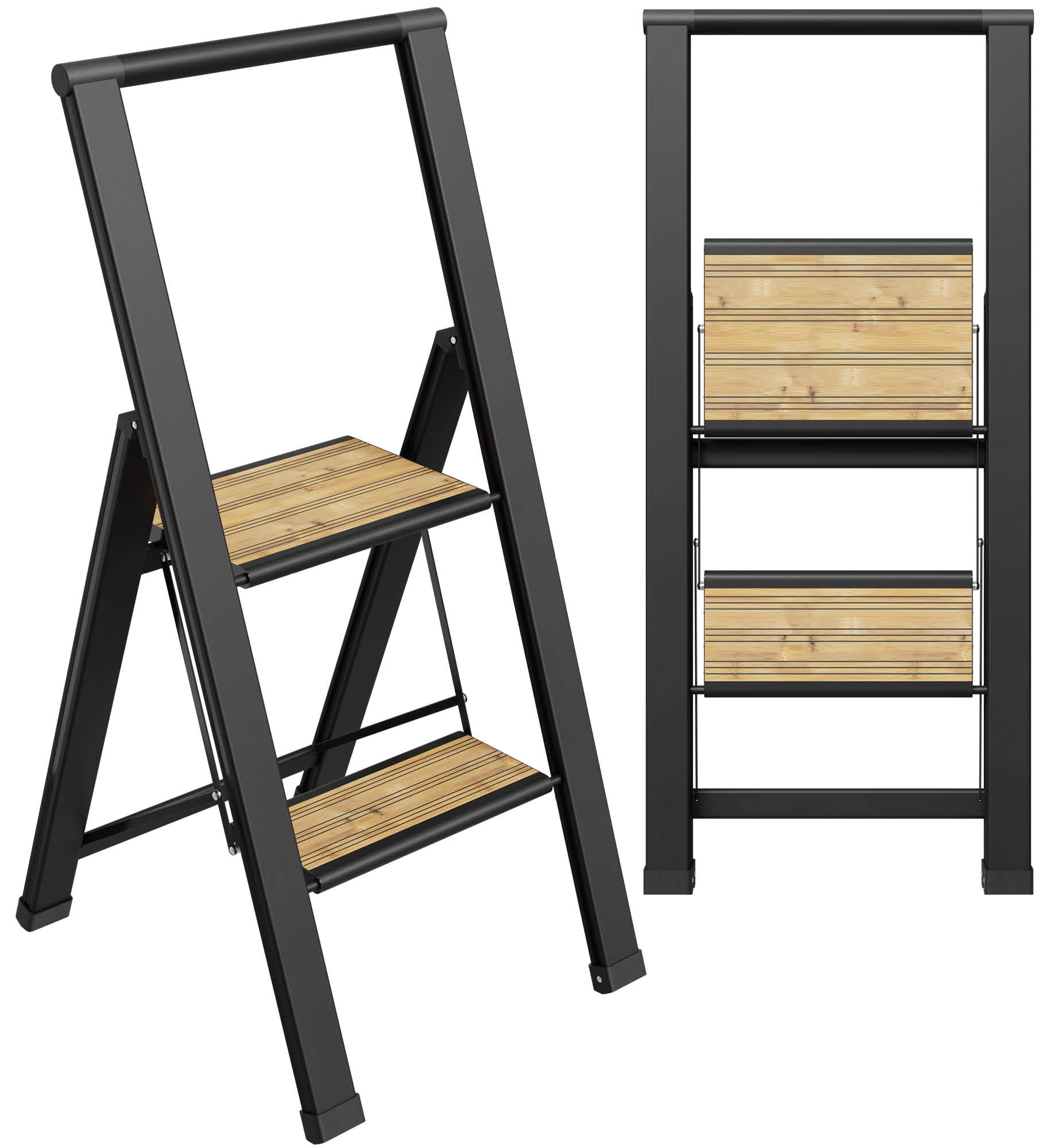 Sorfey 2-Step Folding Step Ladder Slim, Aluminum Foldable Step Stool ...