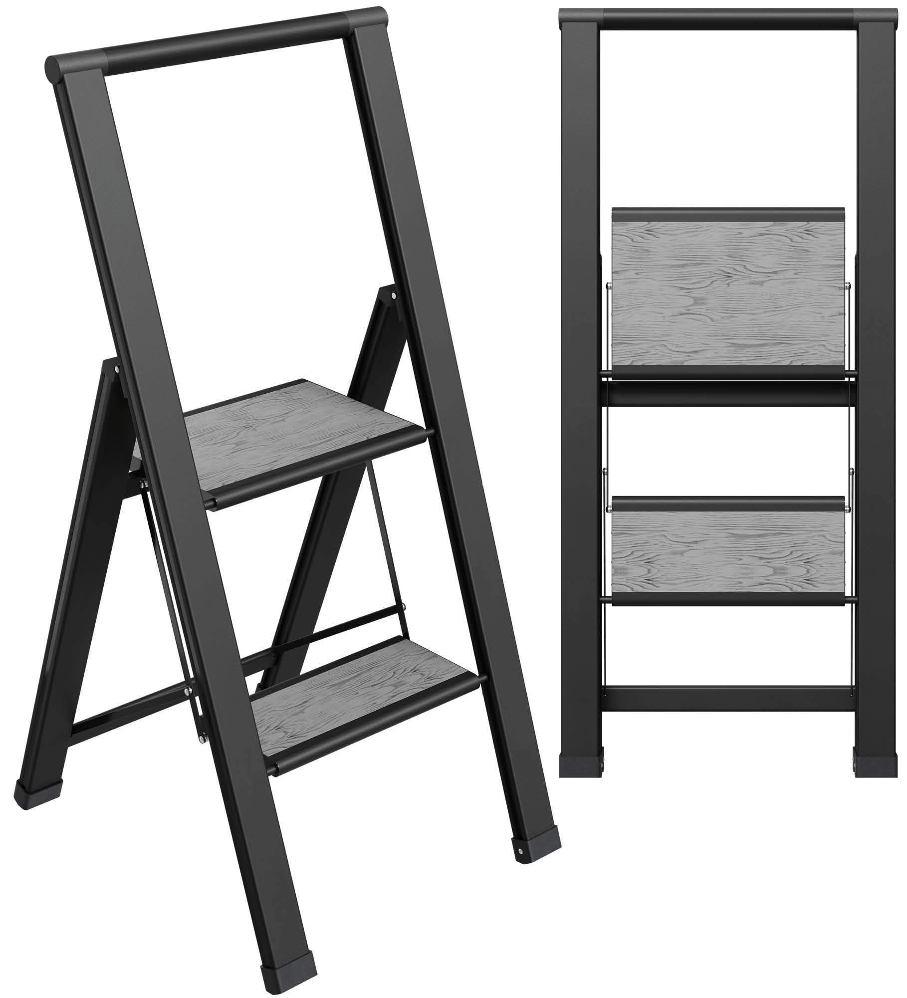 Sorfey 2-Step Step Ladder Slim, Anti-Slip Foldable Ladder Step Stool ...