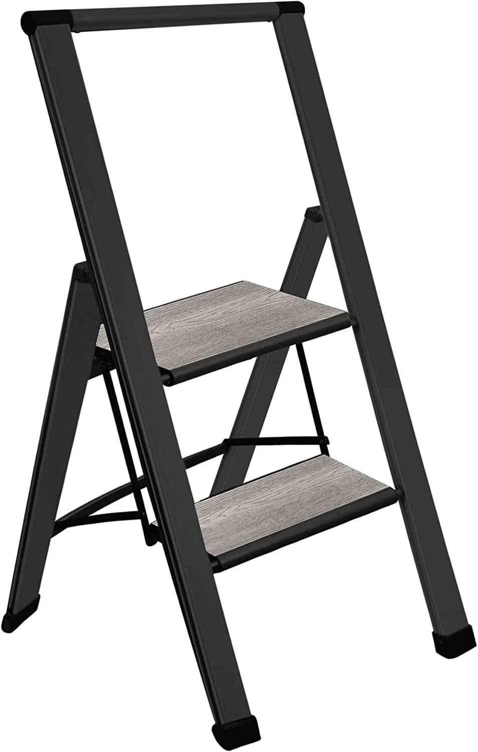 Sorfey 2-Step Step Ladder Slim, Anti-Slip Foldable Ladder Step Stool ...