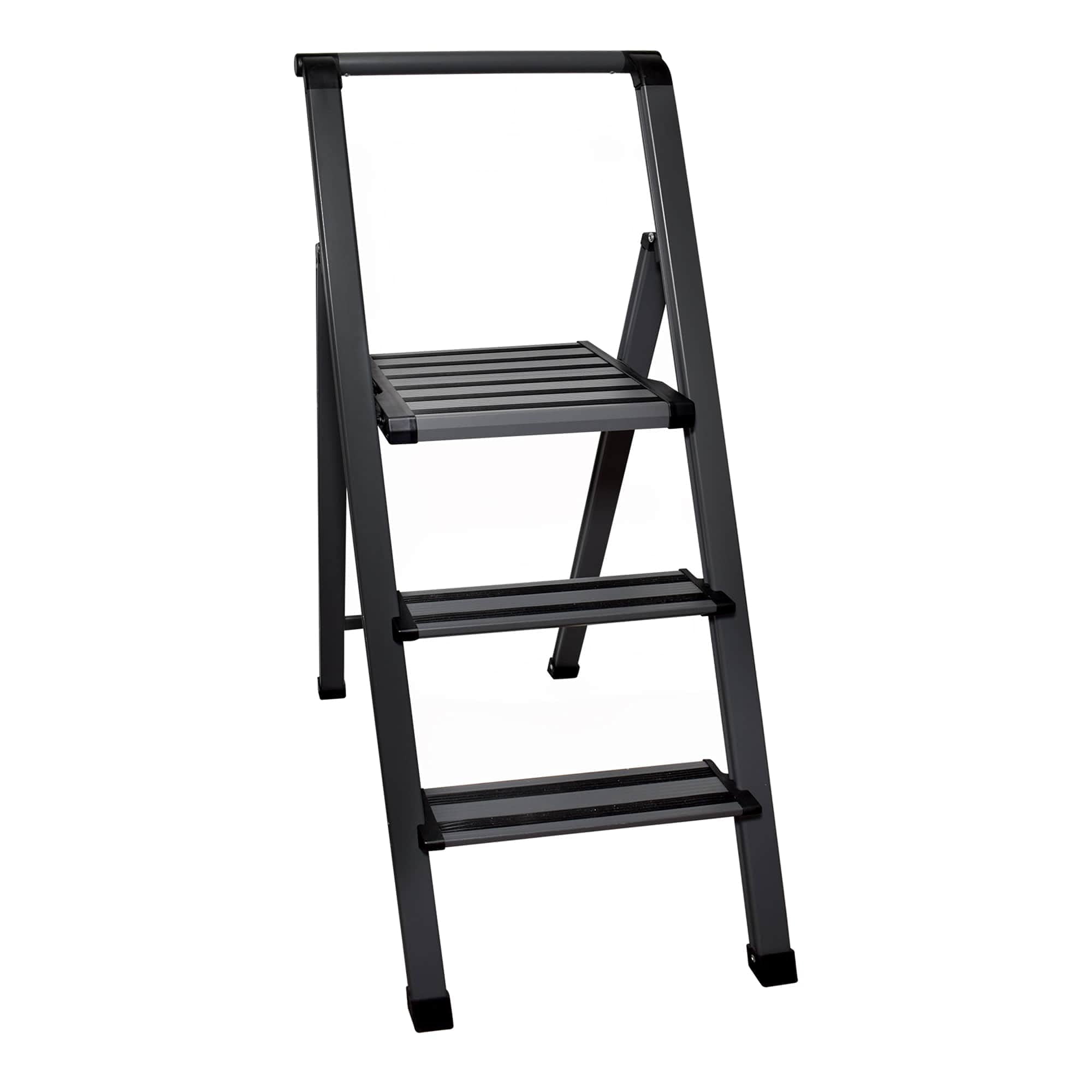 Sorfey Sturdy 3-Step Aluminum Ladder, Foldable, Safe for Indoor Home ...