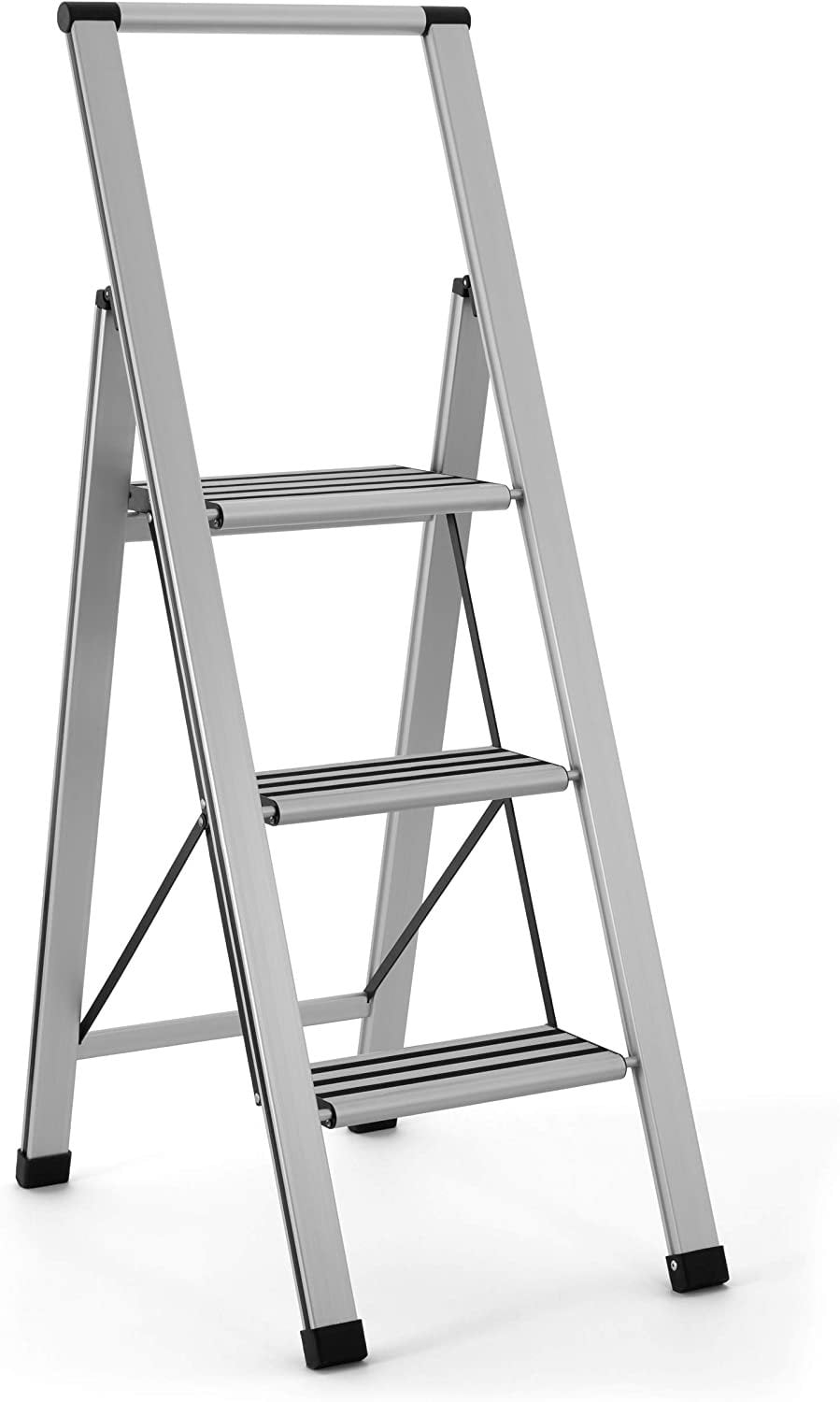 Sorfey 3-Step Folding Step Ladder Aluminum Foldable Step Stool Step ...