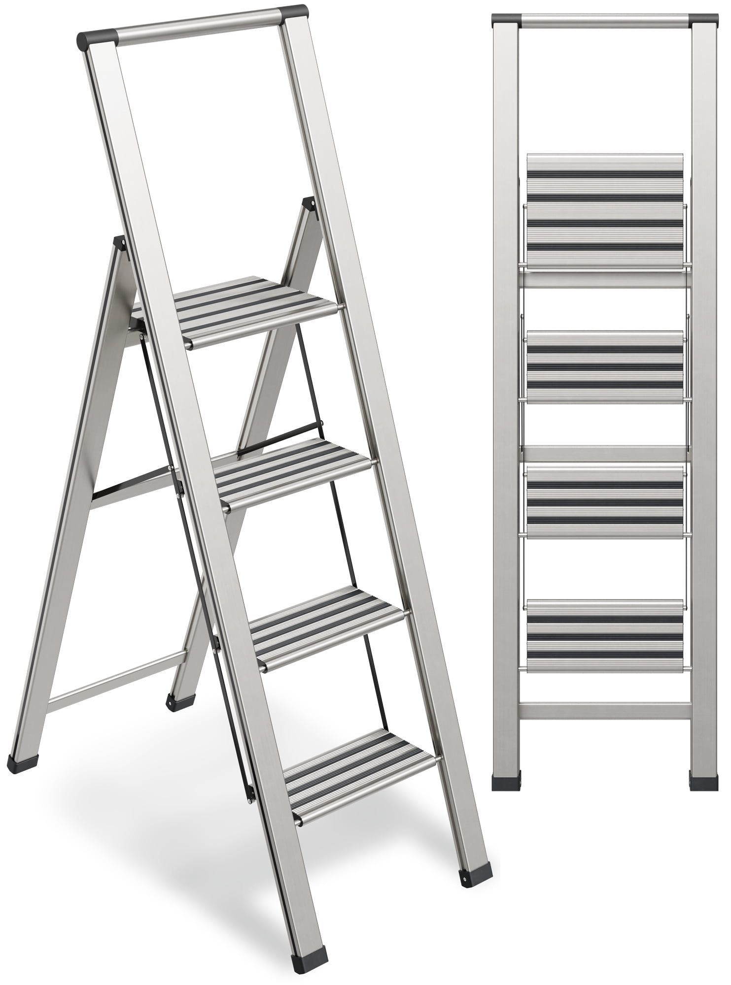 Sorfey 4-Step Folding Step Ladder Aluminum Foldable Step Stool Step ...