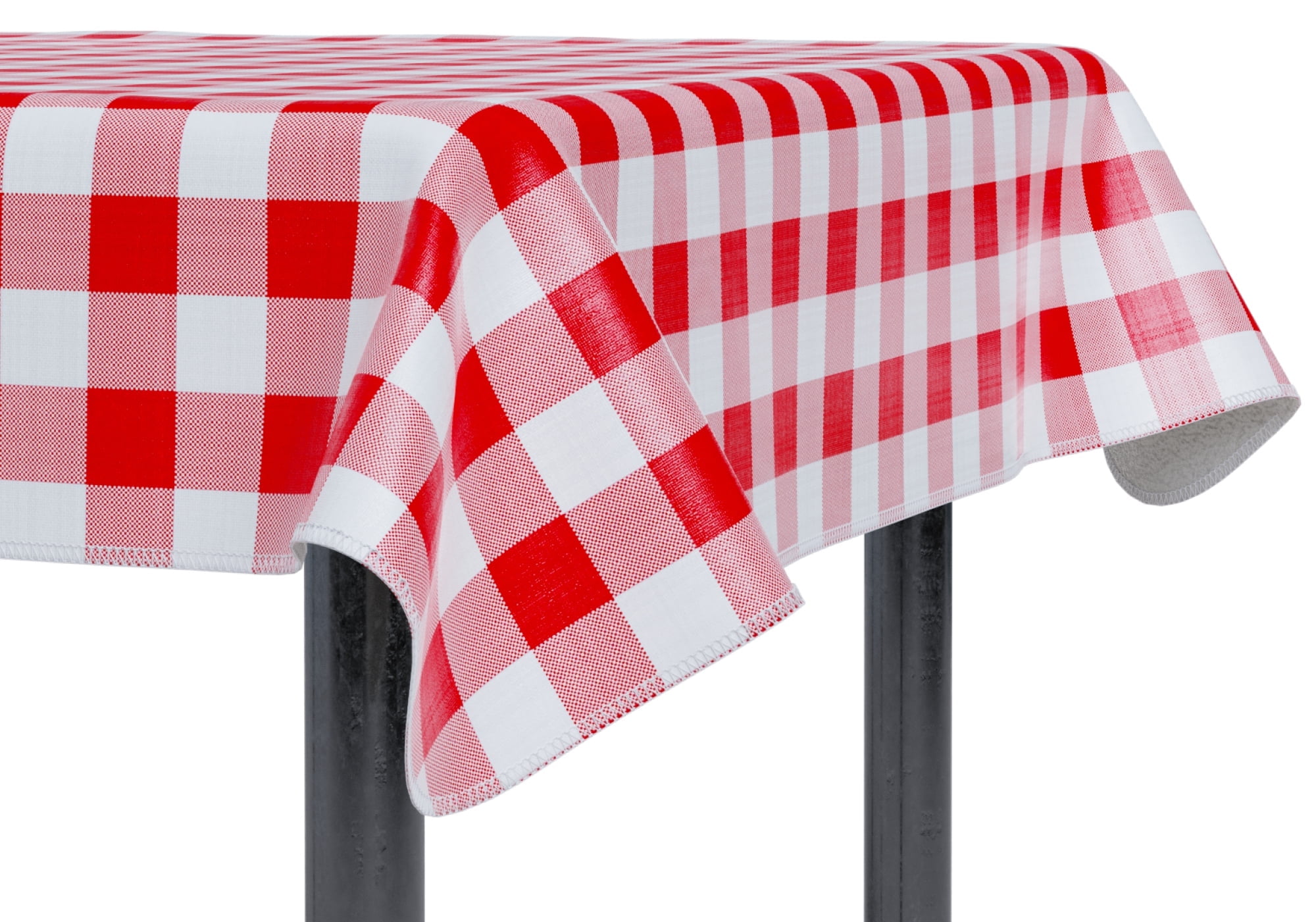 Sorfey Checkered Dining Table Cover Vinyl Table Cloth with Flannel, Red ...