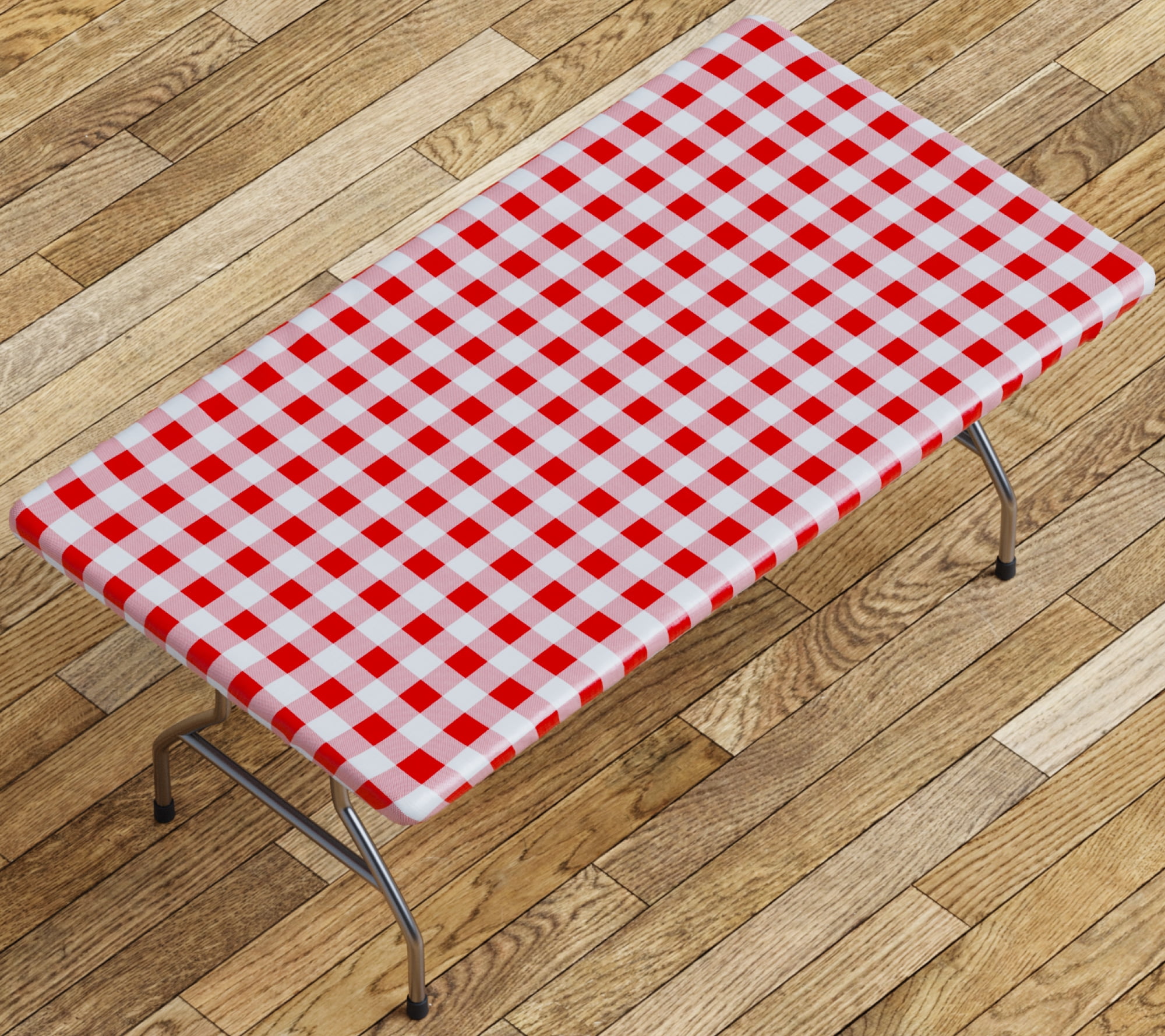 Sorfey Fitted Picnic Table Cover Checkered Rectangle Tablecloth, Red 60 ...