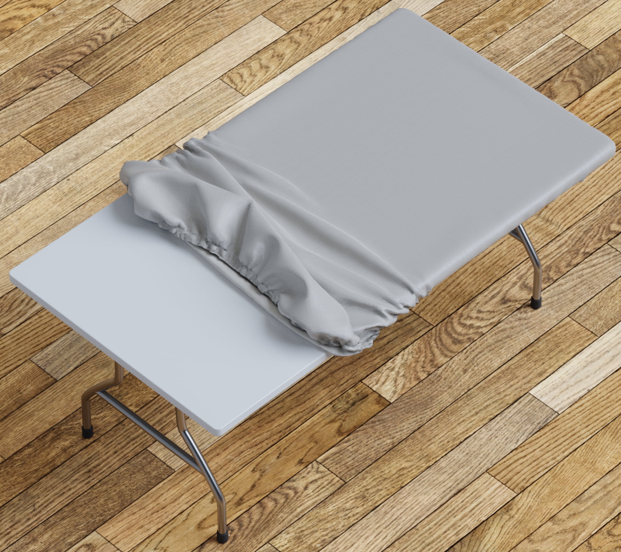 Sorfey Fitted Picnic Table Cover, Gray Waterproof Vinyl with Elastic ...