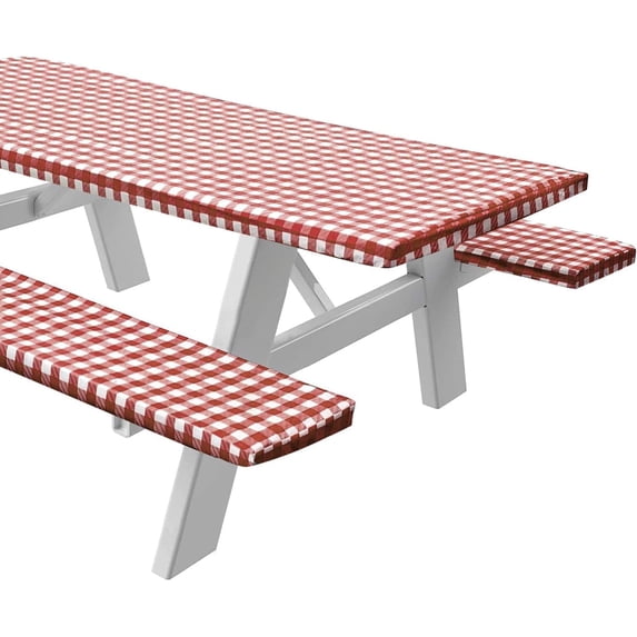 Sorfey Rectangle Fitted Picnic Table Cover with Bench Covers, Burgundy ...