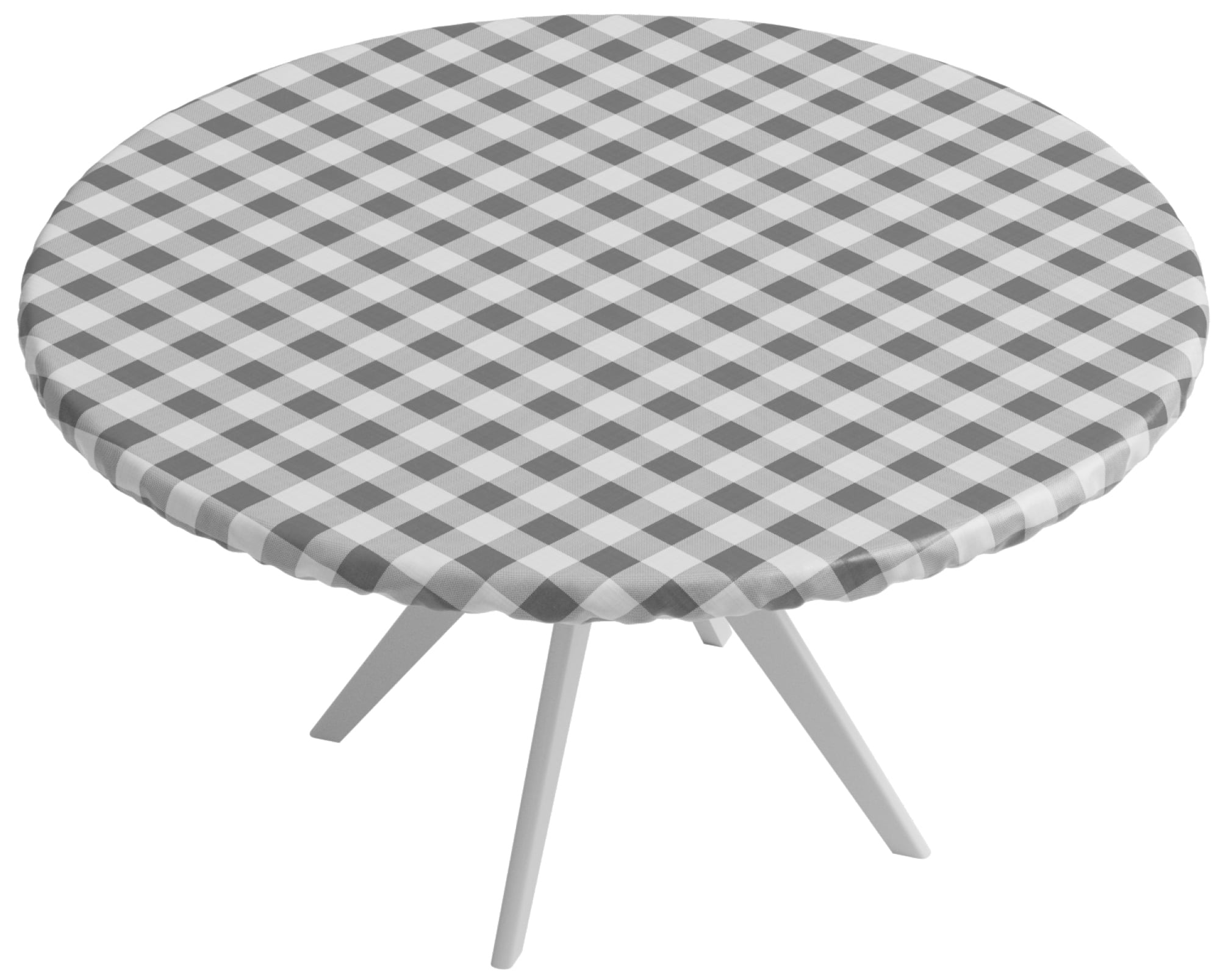 Sorfey Round Dining Table Cover Fitted Checkered Vinyl Table Cloth ...