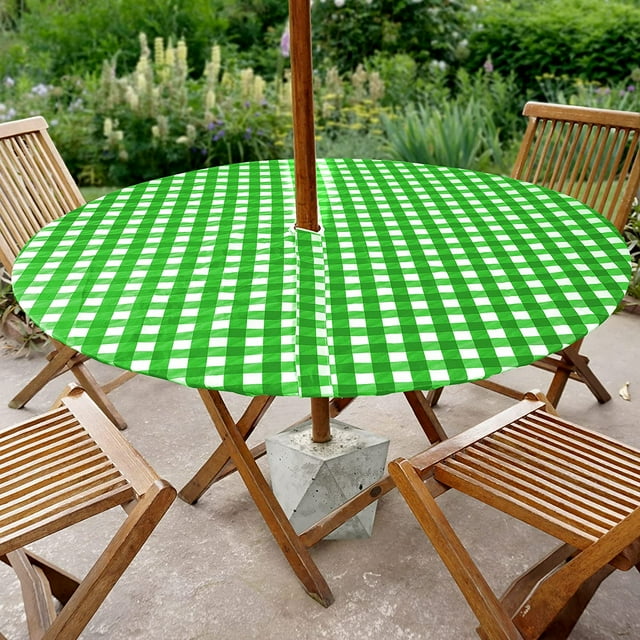 Sorfey Round Table Cover Fitted Picnic Tablecloth with Umbrella Hole ...