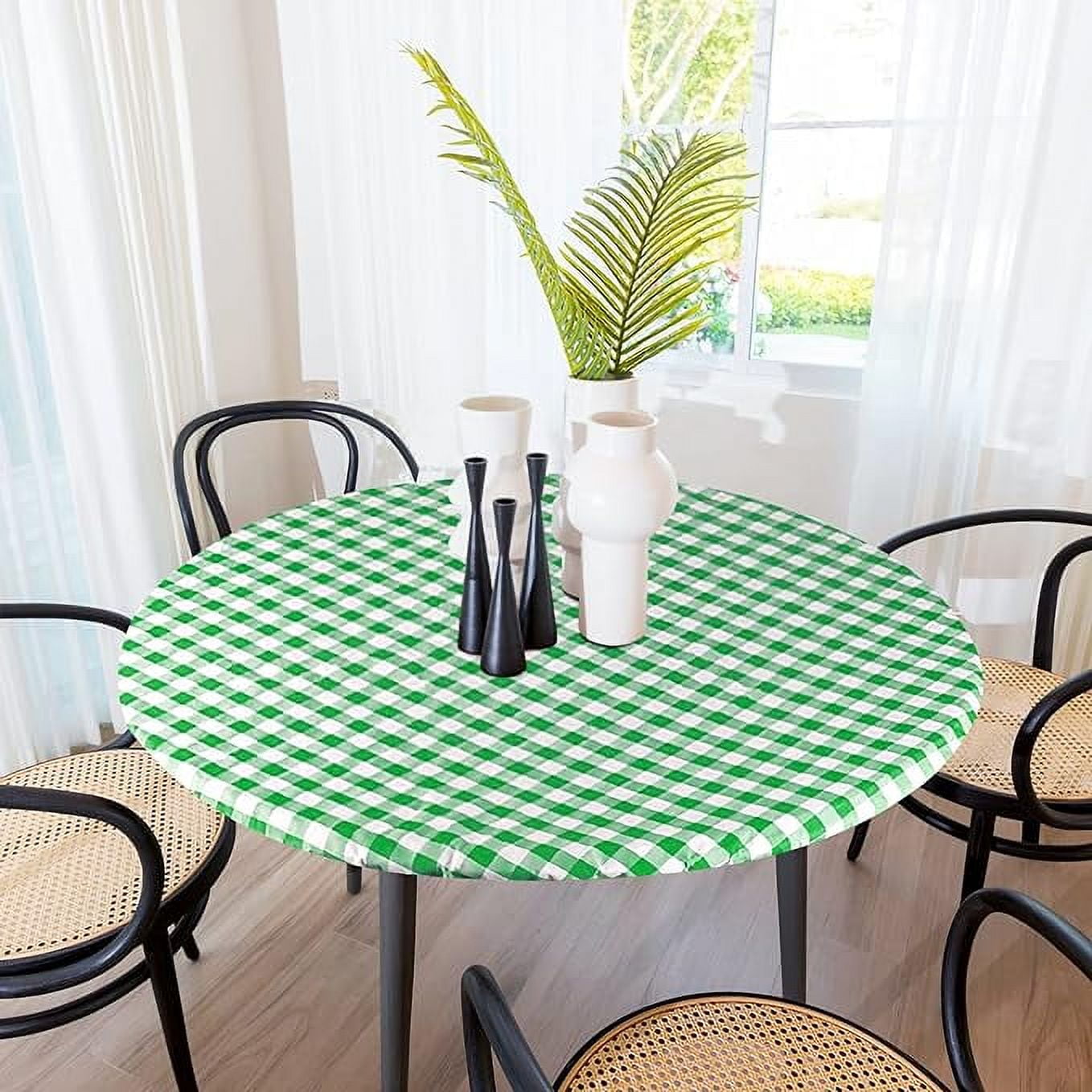 Sorfey Tablecloth -Fitted with Elastic, Vinyl with Flannel Back, Fits ...