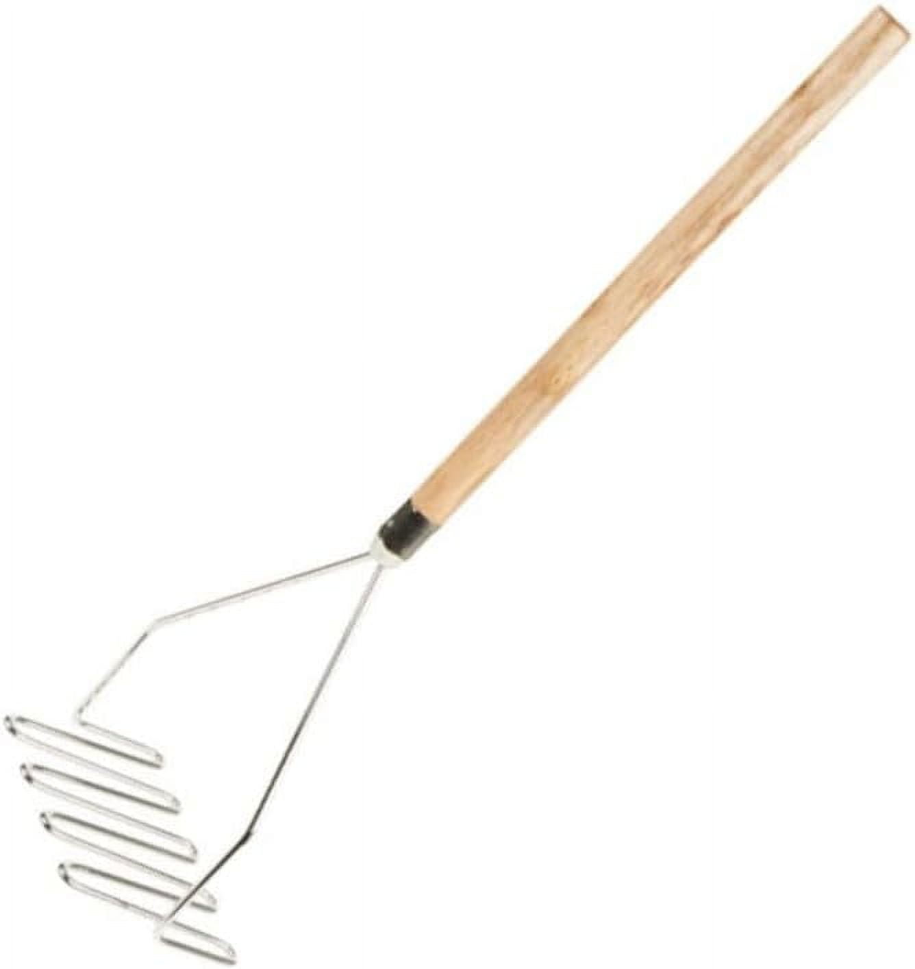 Soro Essentials- 24” Chrome Plated Square Potato Masher with Wooden ...