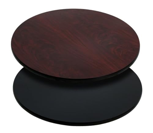 Soro Essentials- 24'' Wood Round Table Top with Black or Mahogany ...