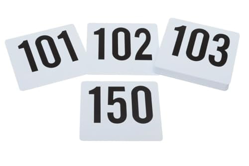 Soro Essentials- 4" x 4" Plastic 101 to 150 Table Numbers Black on ...