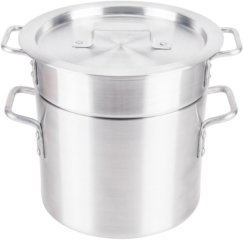 Soro Essentials- 8 Qt. Aluminum Double Boiler Pot with Lid- Steam ...