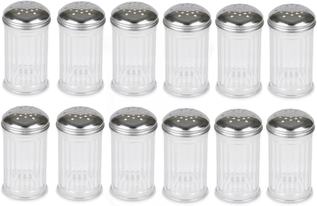 Soro Essentials- Set of 12 Acrylic 12 oz. Cheese Shaker with Stainless ...
