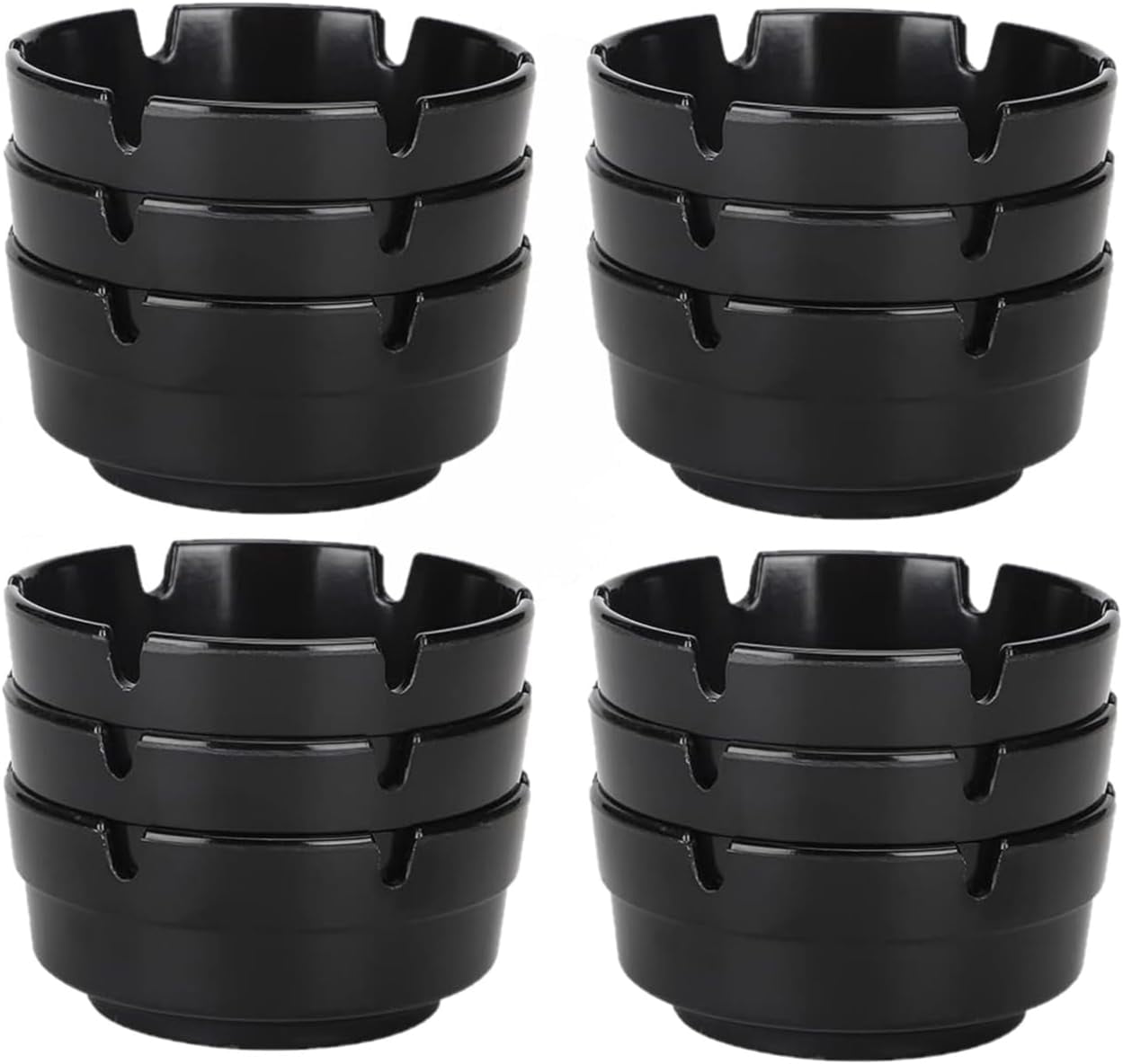 Soro Essentials- Set of 12 Plastic 4” Round Ashtray Black Color ...