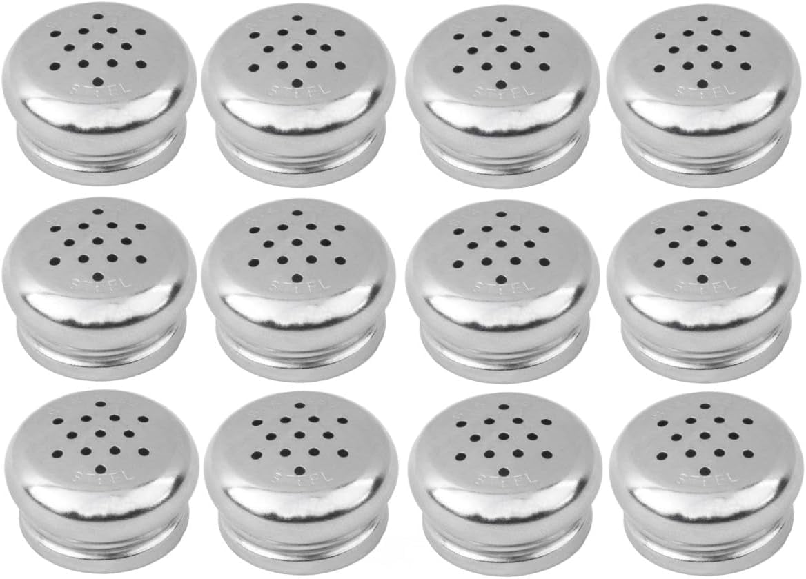 Soro Essentials- Set of 12 Stainless Steel Mushroom Shaker Top Lid Only ...