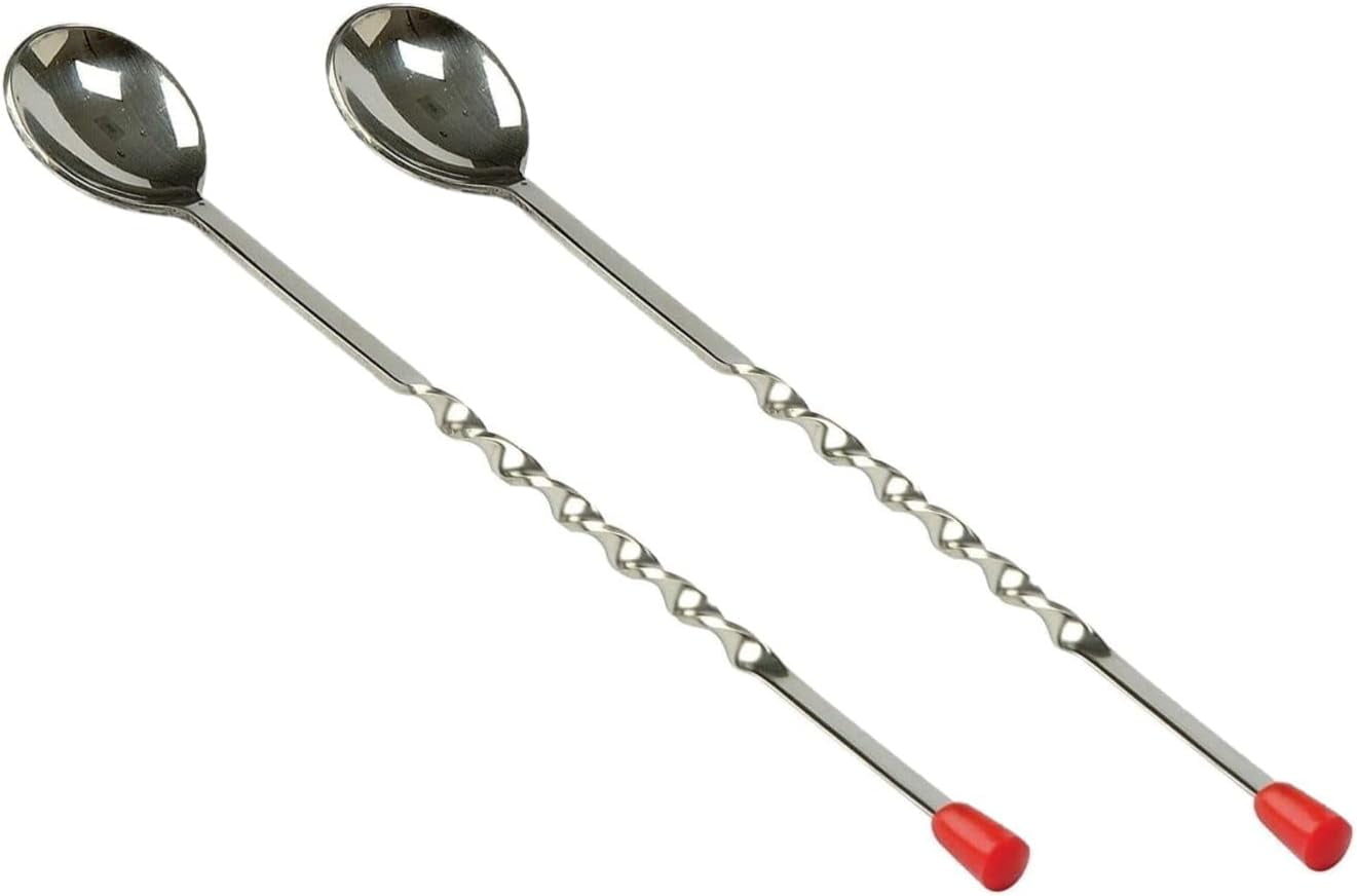 Soro Essentials- Set of 2 Stainless Steel 11" Bar Mixing Spoon with Red ...
