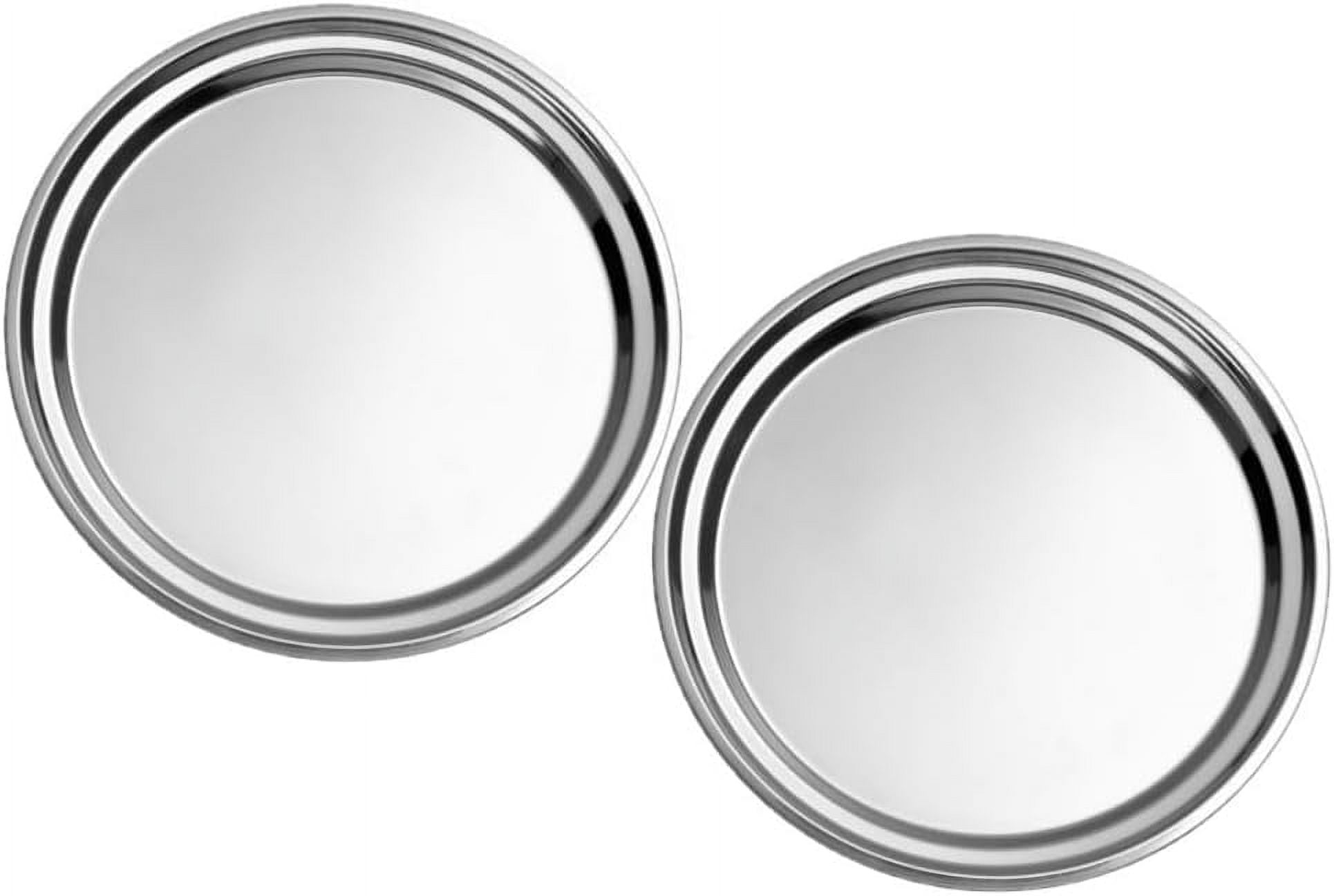 Soro Essentials- Set of 2 Stainless Steel 12” Round Serving Trays ...