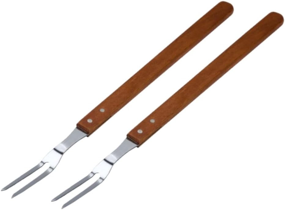Soro Essentials- Set of 2 Stainless Steel 21” Meat Carving Fork with Wooden Handle- Kitchen ...