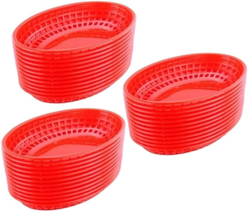Soro Essentials- Set of 36 Plastic Oval Fast Food Basket 9-3/8” x 6 ...