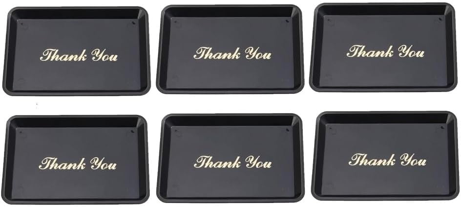 Soro Essentials- Set of 6 Plastic Restaurant Tip Tray with Gold Imprint ...