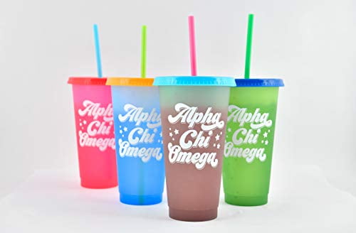 Sorority Shop Alpha Chi Omega Color Changing Cups - Pack of 4 Reusable ...