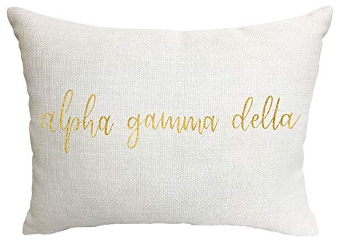 Sorority Shop Alpha Gamma Delta Pillow – Gold Script Design, 12" x 16 ...