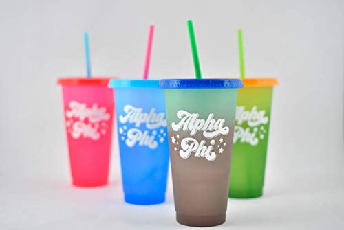 Sorority Shop Alpha Phi Color Changing Cups - Pack of 4 Reusable Cups ...