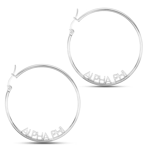 Sorority Shop Alpha Phi- Hoop Silver-Plated Dainty Earrings for Women ...