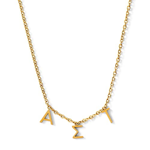 Sorority Shop Alpha Sigma Tau Necklace — AST Name Necklace, 18K Gold ...