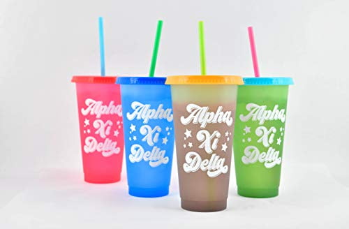 Sorority Shop Alpha Xi Delta Color Changing Cups - Pack of 4 Reusable ...