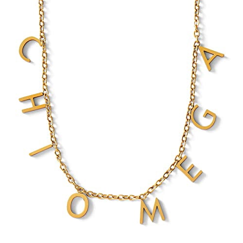 Sorority Shop Chi Omega Necklace — CO Name Necklace, 18K Gold Plated ...