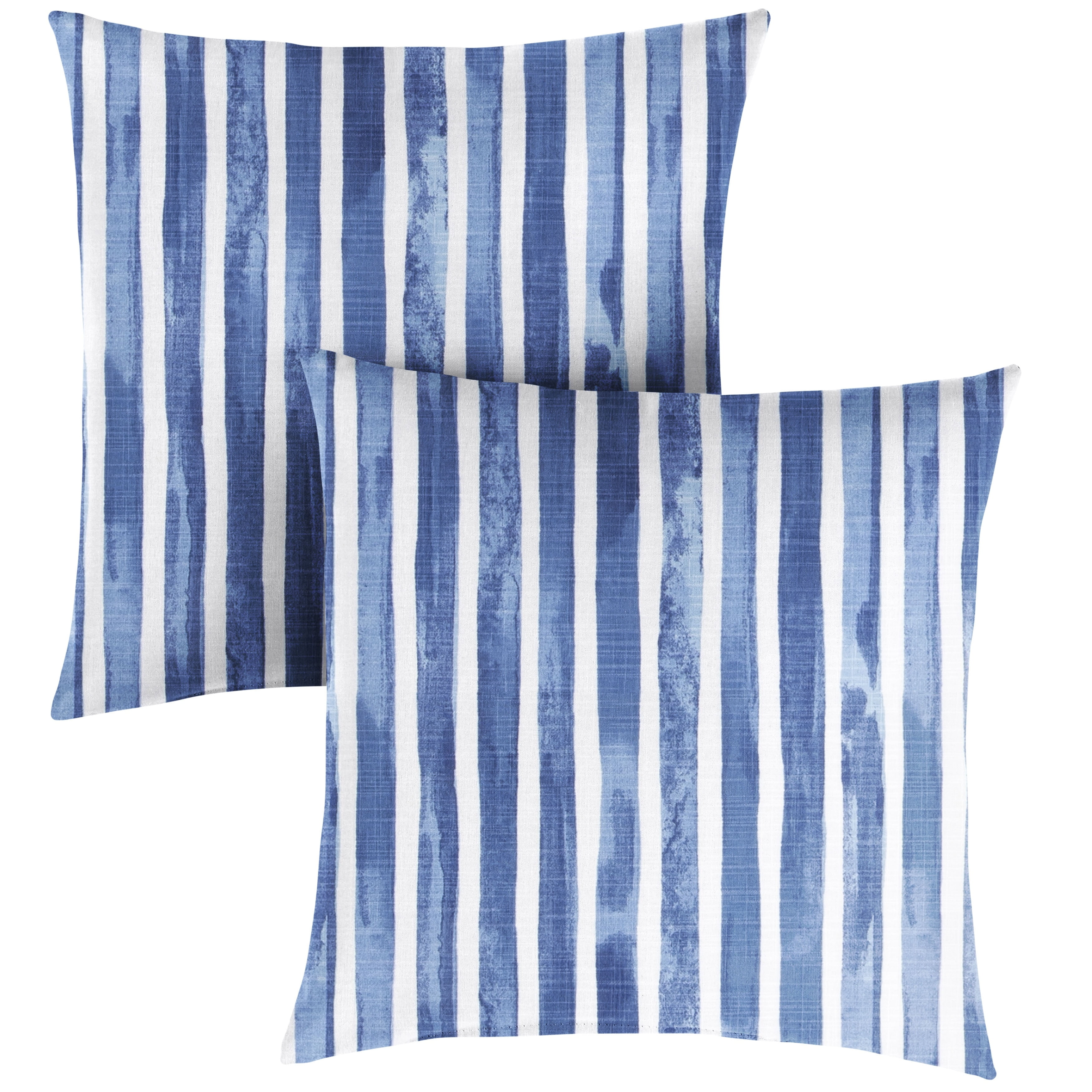 Sorra Home Blue and White Stripe Indoor/Outdoor Knife Edge Square ...