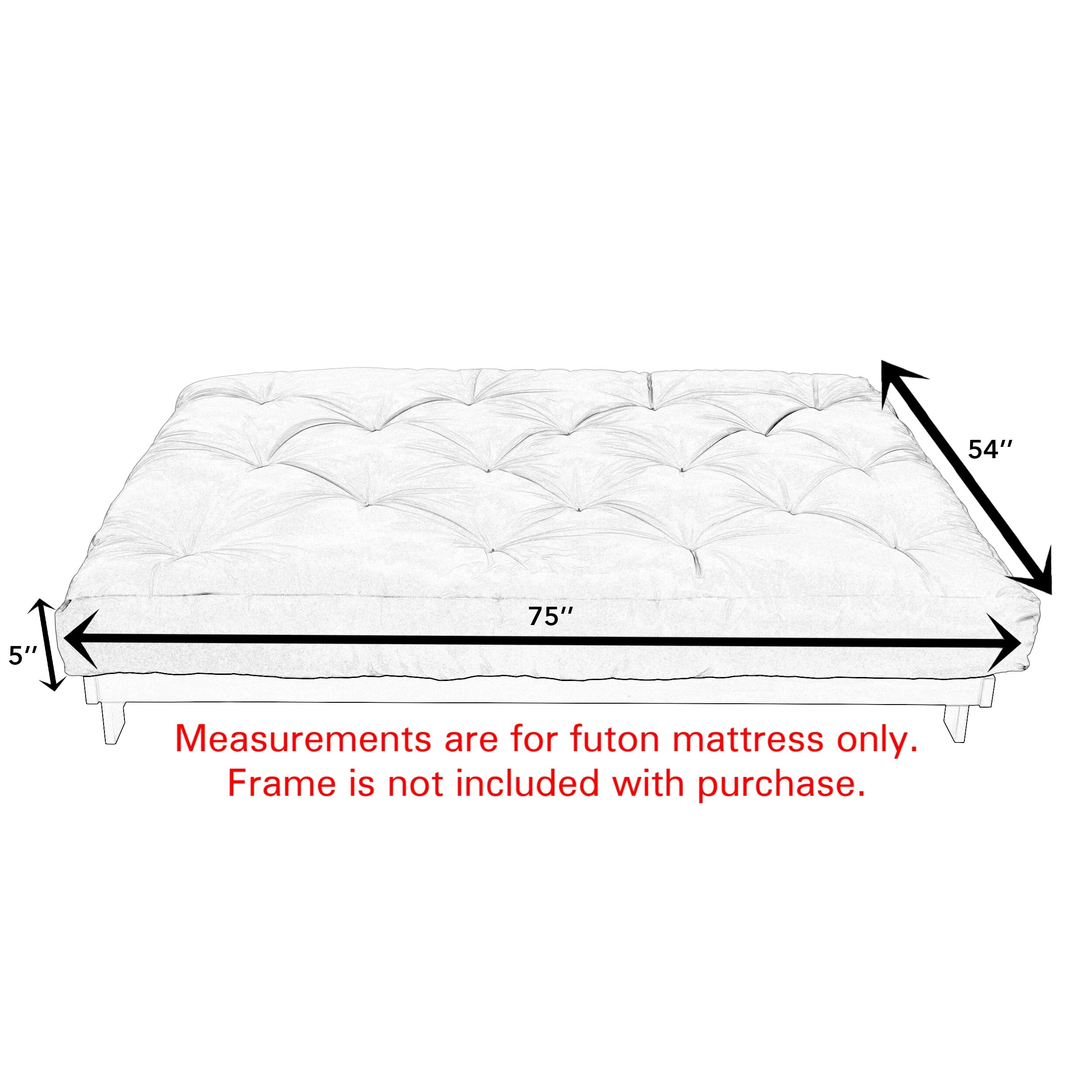 Sorra Home Full Textured 5-inch Futon Mattress (Mattress Only) Brick ...