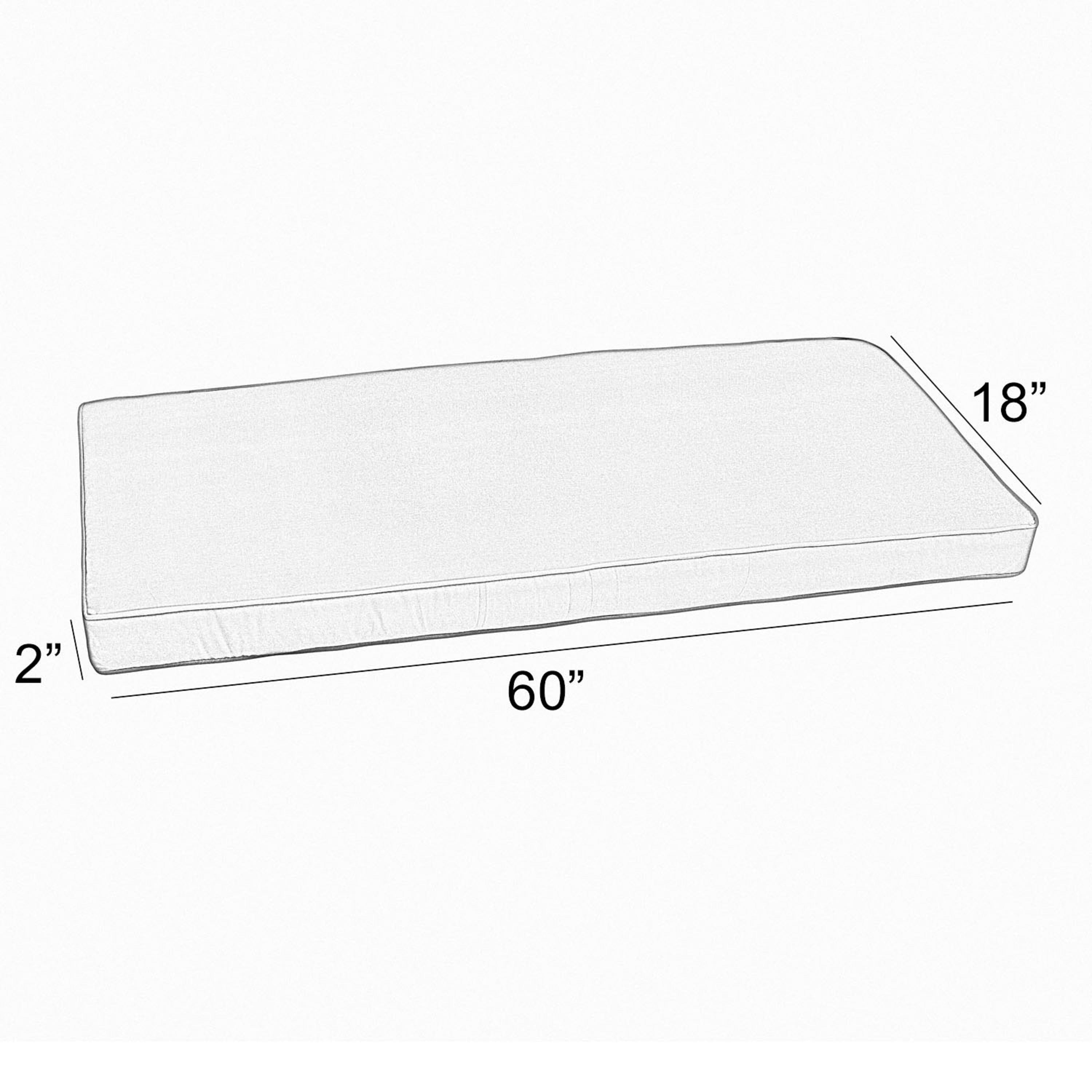 Sorra Home Indoor/Outdoor Solid Corded Bench Cushion 60 x 18 x 2 Bench ...