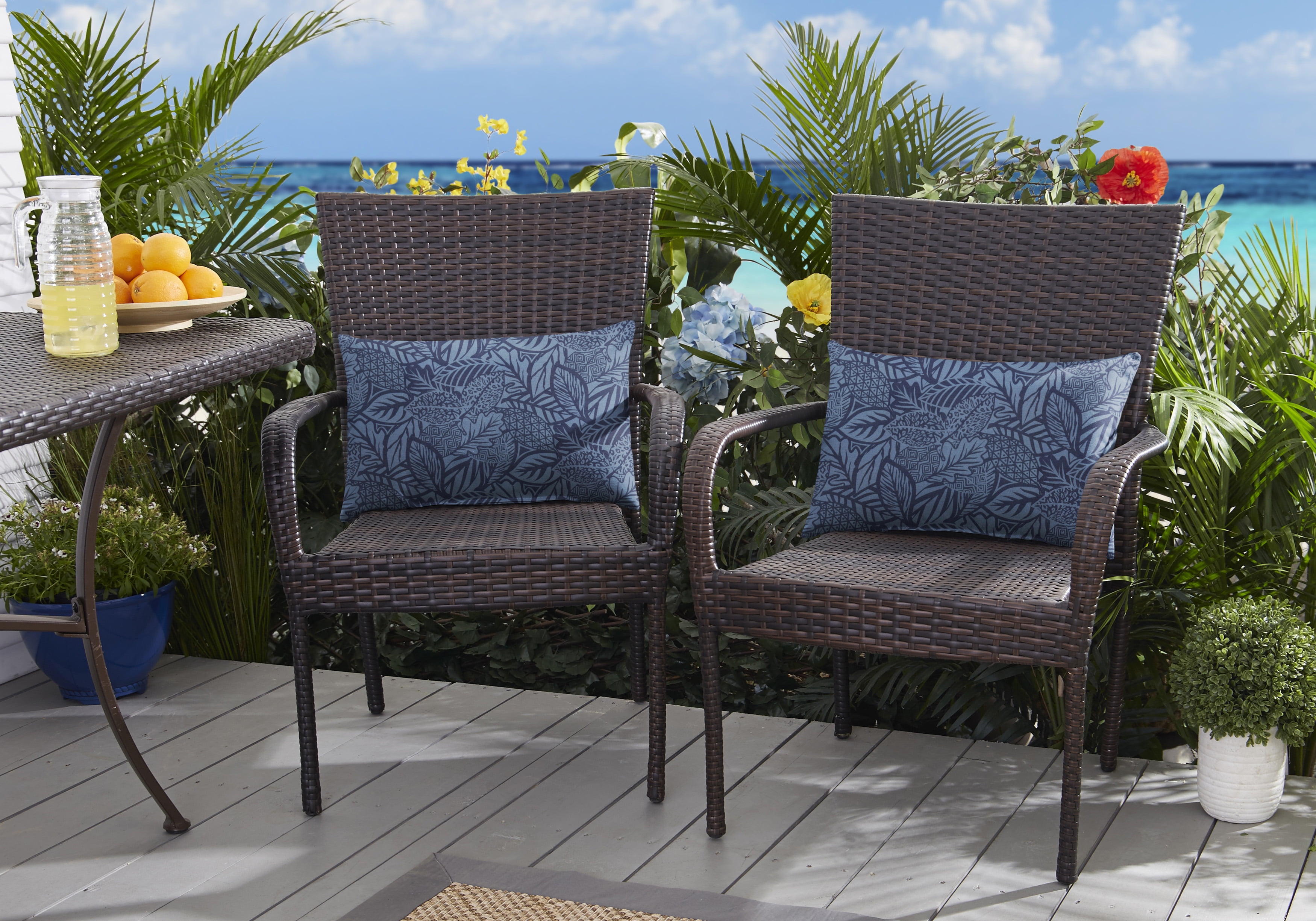 Sorra Home Maven Capri Outdoor Pillow Set - Weather-Resistant Lumbar ...