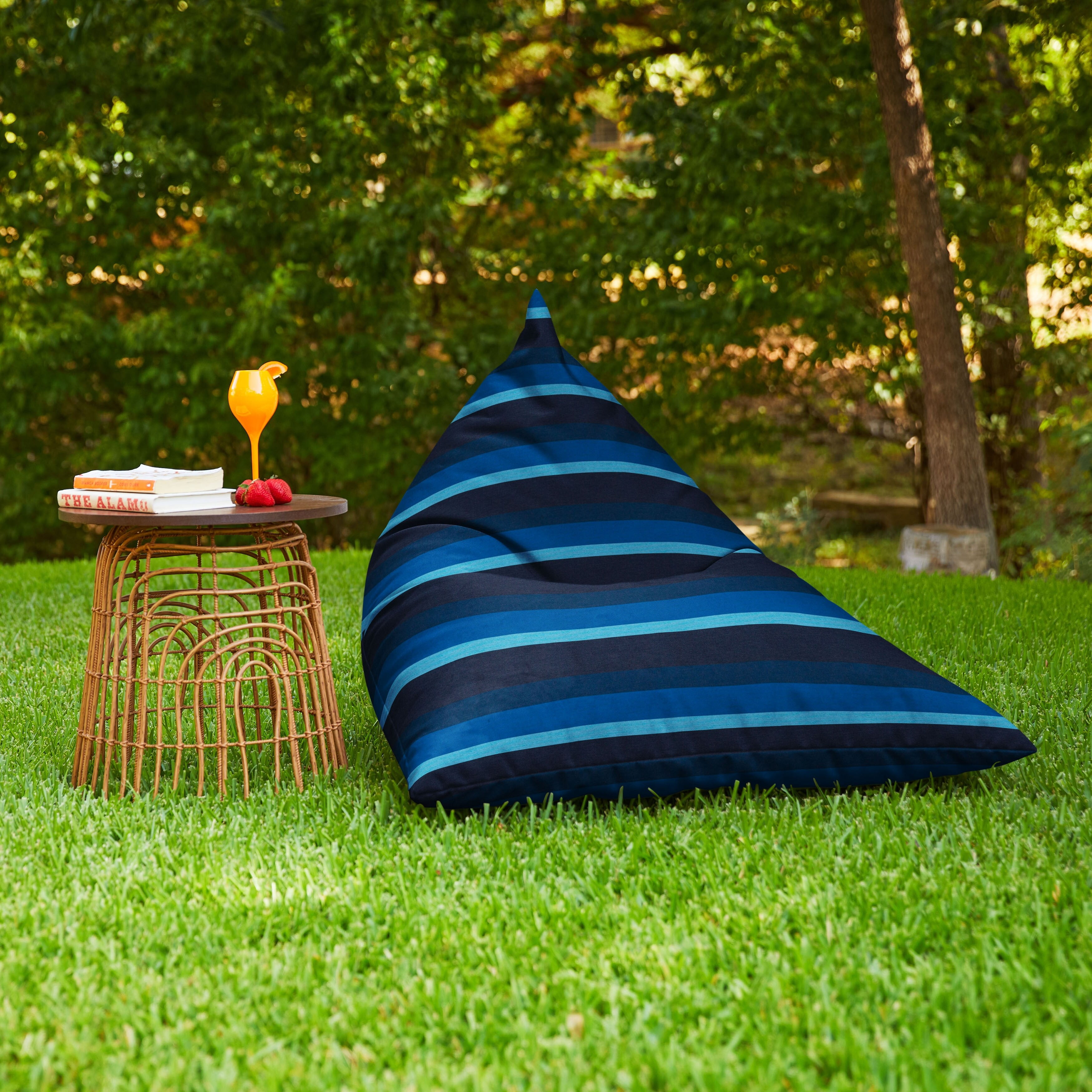 Sorra Home Sunbrella Outdoor Bean Lounger Gateway Indigo - Large ...