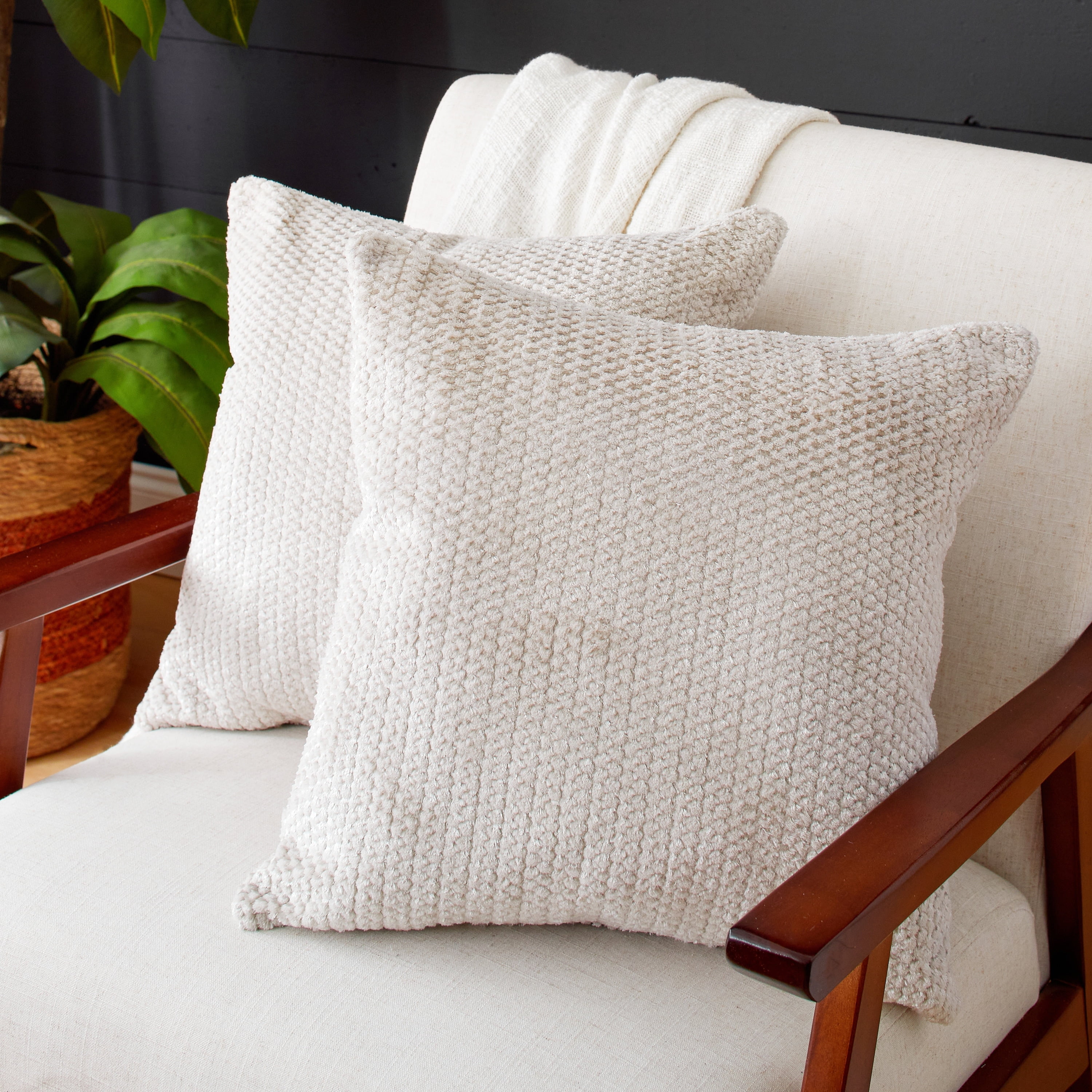 Sorra Home Velvet Shimmer Indoor Textured Knife Edge Square Pillows ...