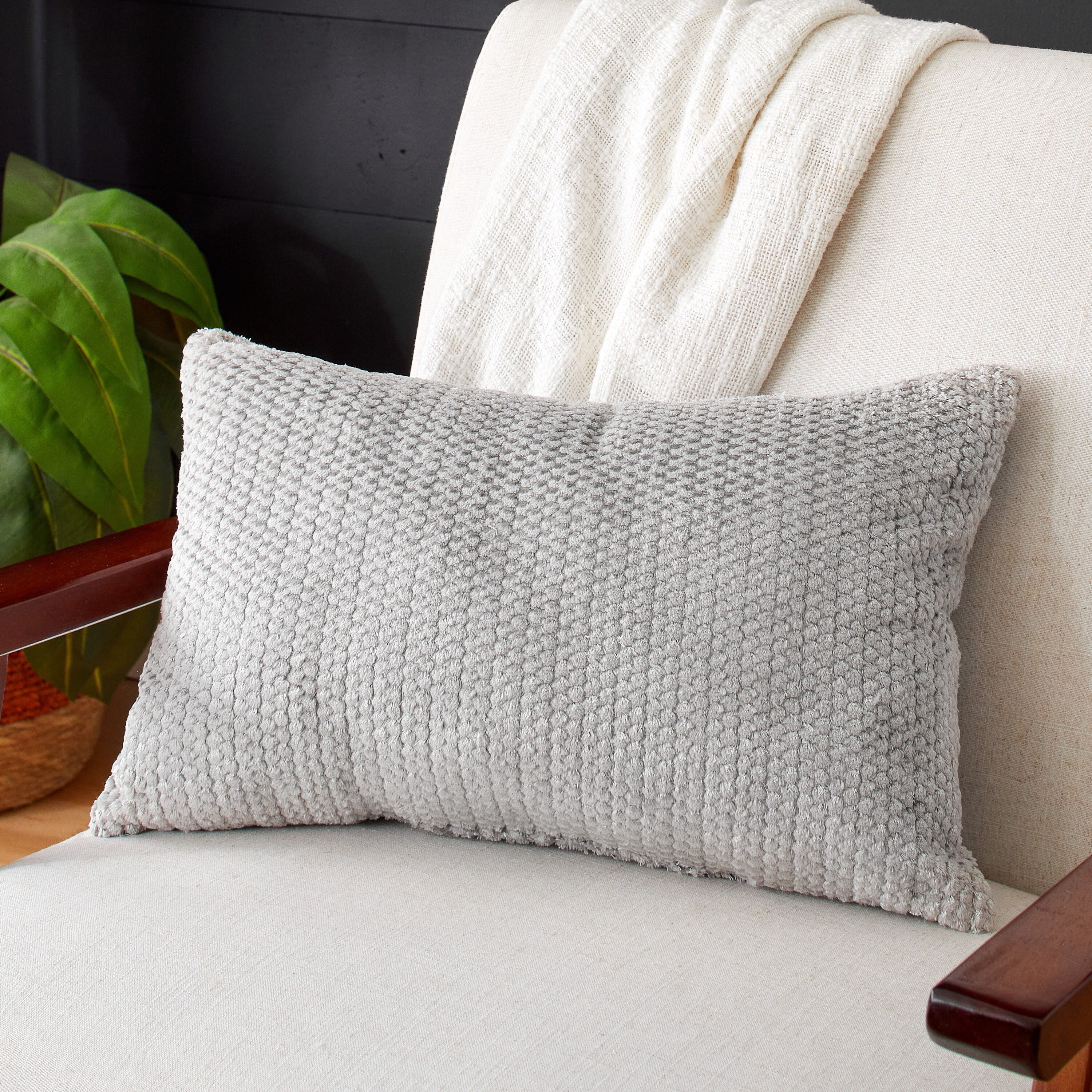 Sorra Home Velvet Shimmer Single Indoor Textured Knife Edge Lumbar ...