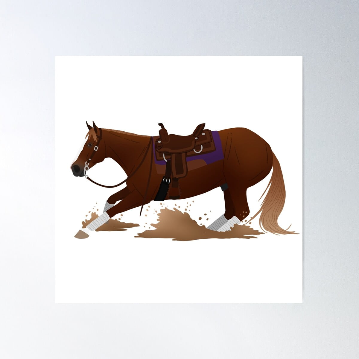 Sorrel Cow Cutting Quarter Horse - Equine Rampaige Poster Wall Art ...